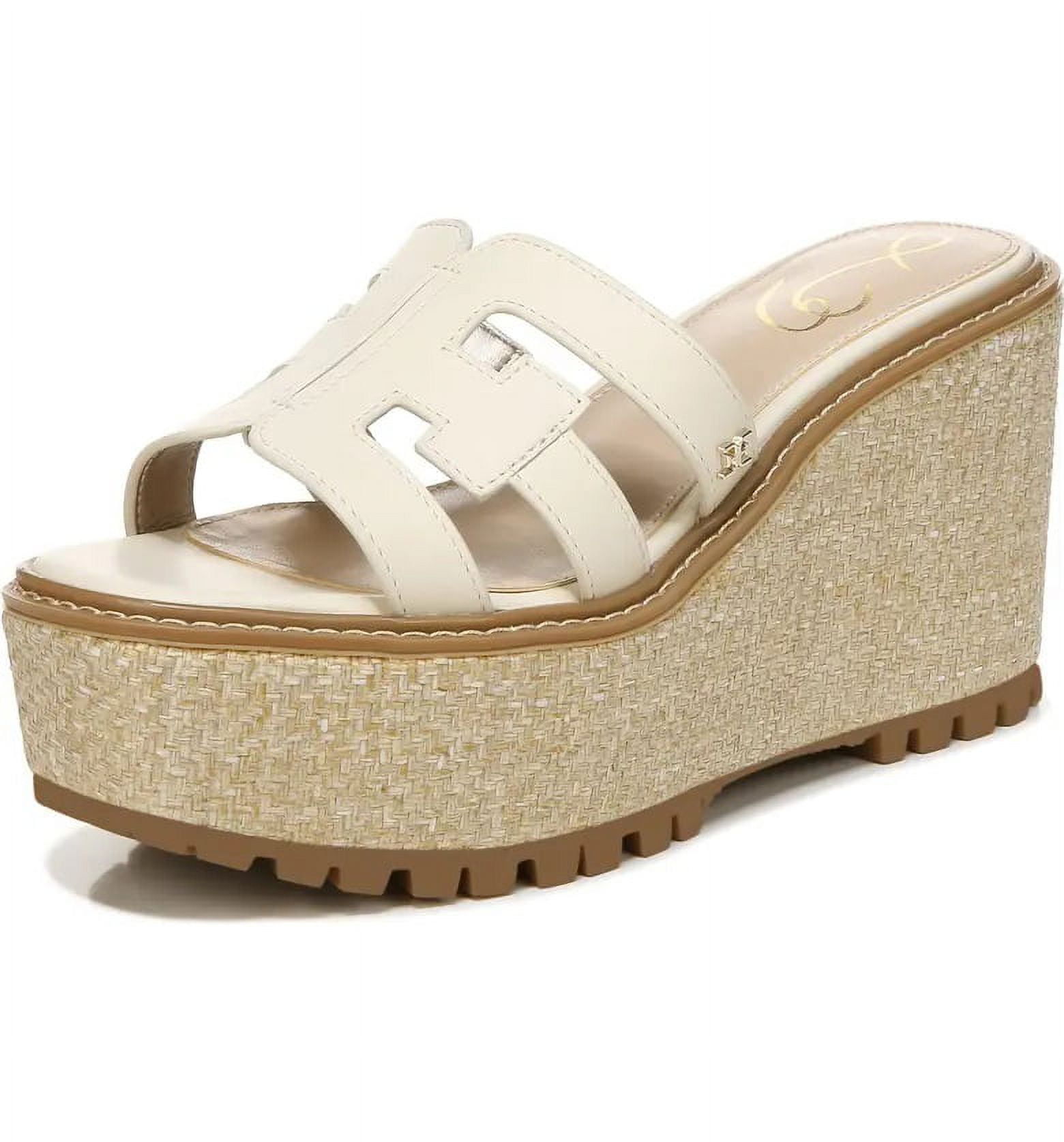 Sam Edelman Laine Ivory Wedge Heel Leather Strap Slip On Fashion Heeled ...