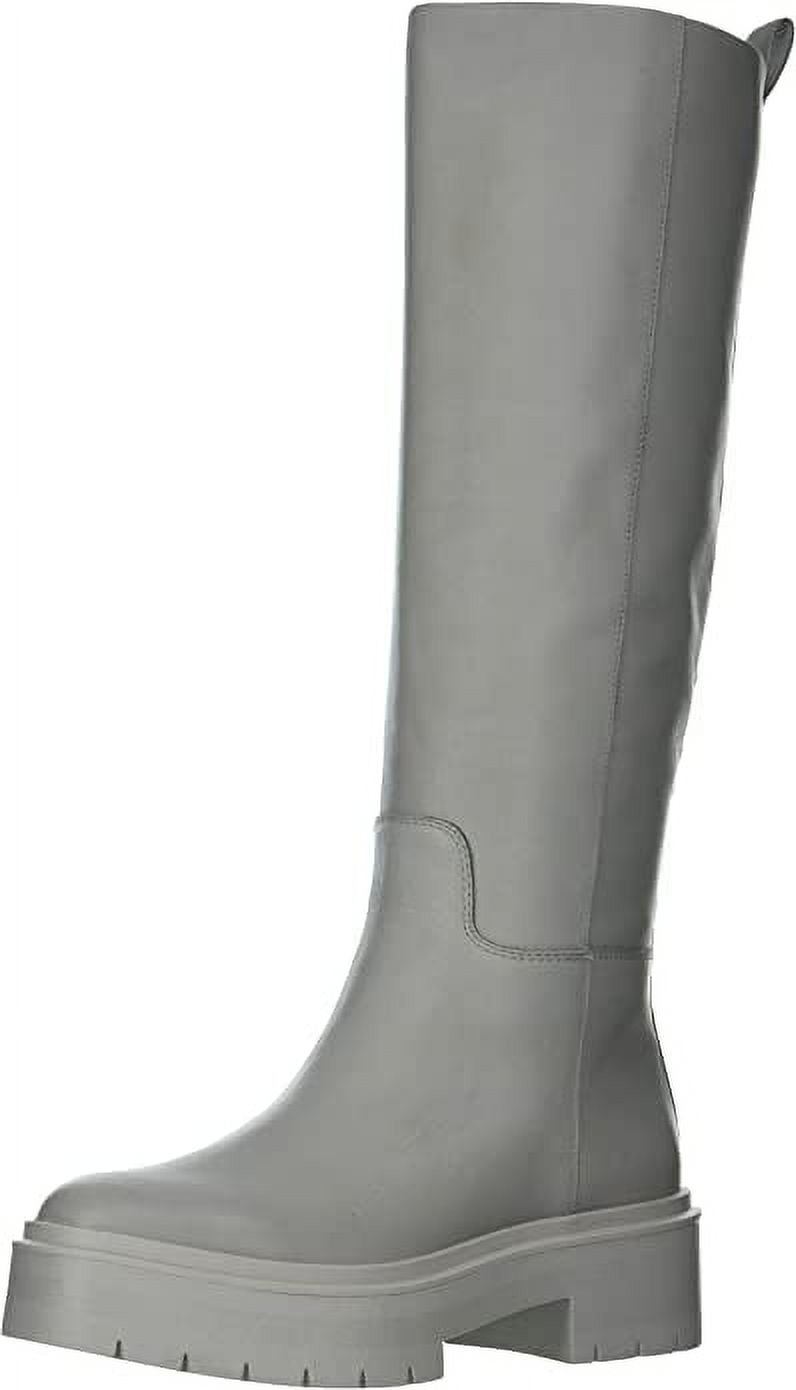 Sam Edelman Larina Pebble Grey Leather Chunky Lug Sole Knee High Riding ...