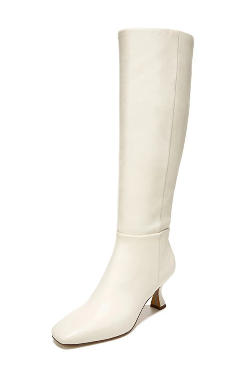 Sam Edelman Leigh 3 Ivory Leather Pointed Toe Spooled Heel Knee High ...