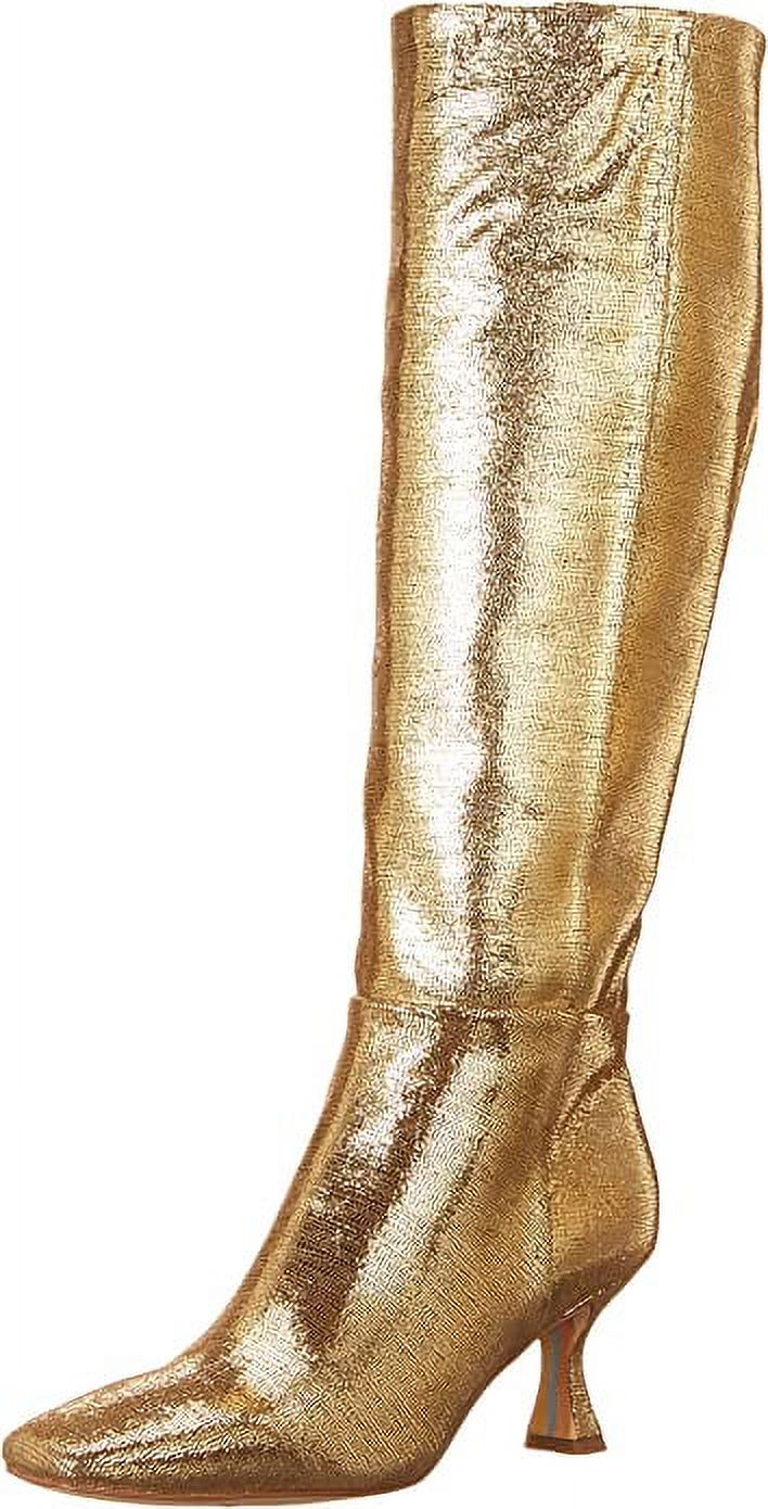 Sam Edelman Leigh Goldmine Squared Toe Spool Heel Knee High Leather ...