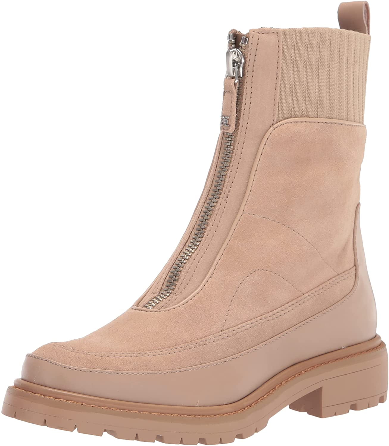 Sam Edelman Leone Sesame Chunky Block Heel Closed Toe Zipper Combat ...
