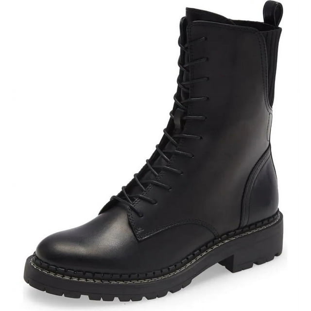 Sam Edelman Lex Black Leather Chunky Heel Rounded Toe Lace Up Ankle ...