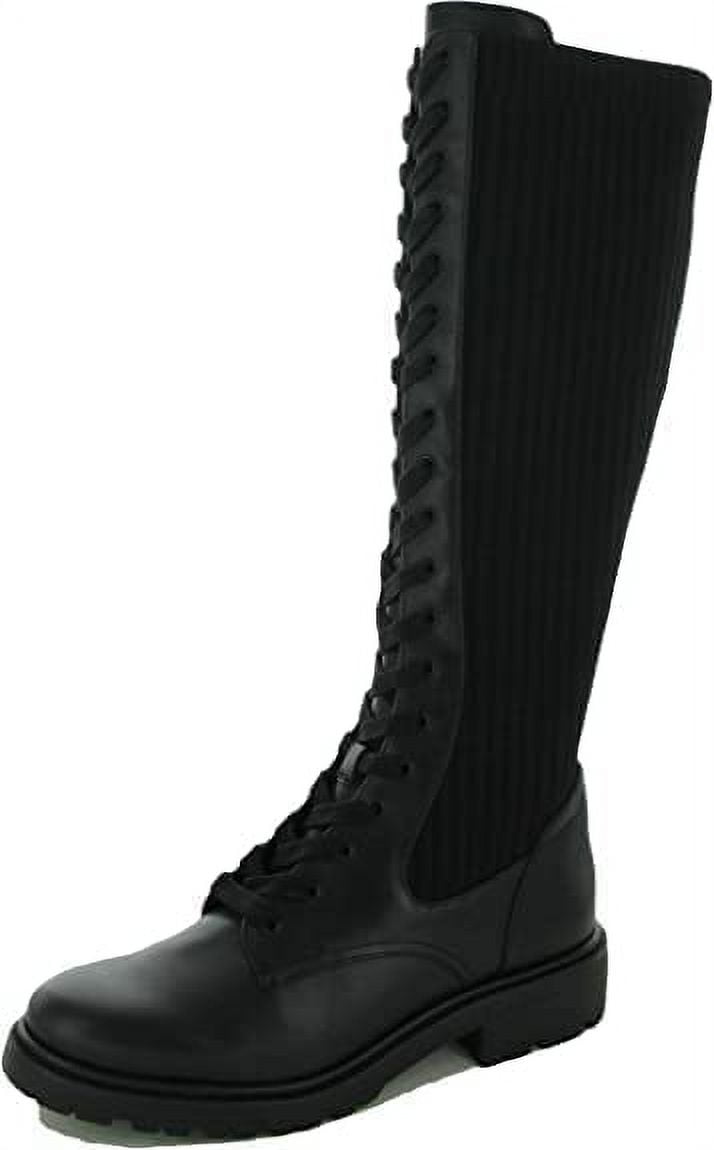 Sam Edelman Lila Black Lace Up Round Toe Block Heel Classic Tall Combat ...