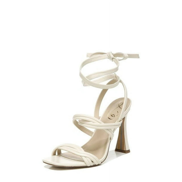Sam Edelman Lonnie Ivory Spool Heel Squared Open Toe Tie Up Heeled ...