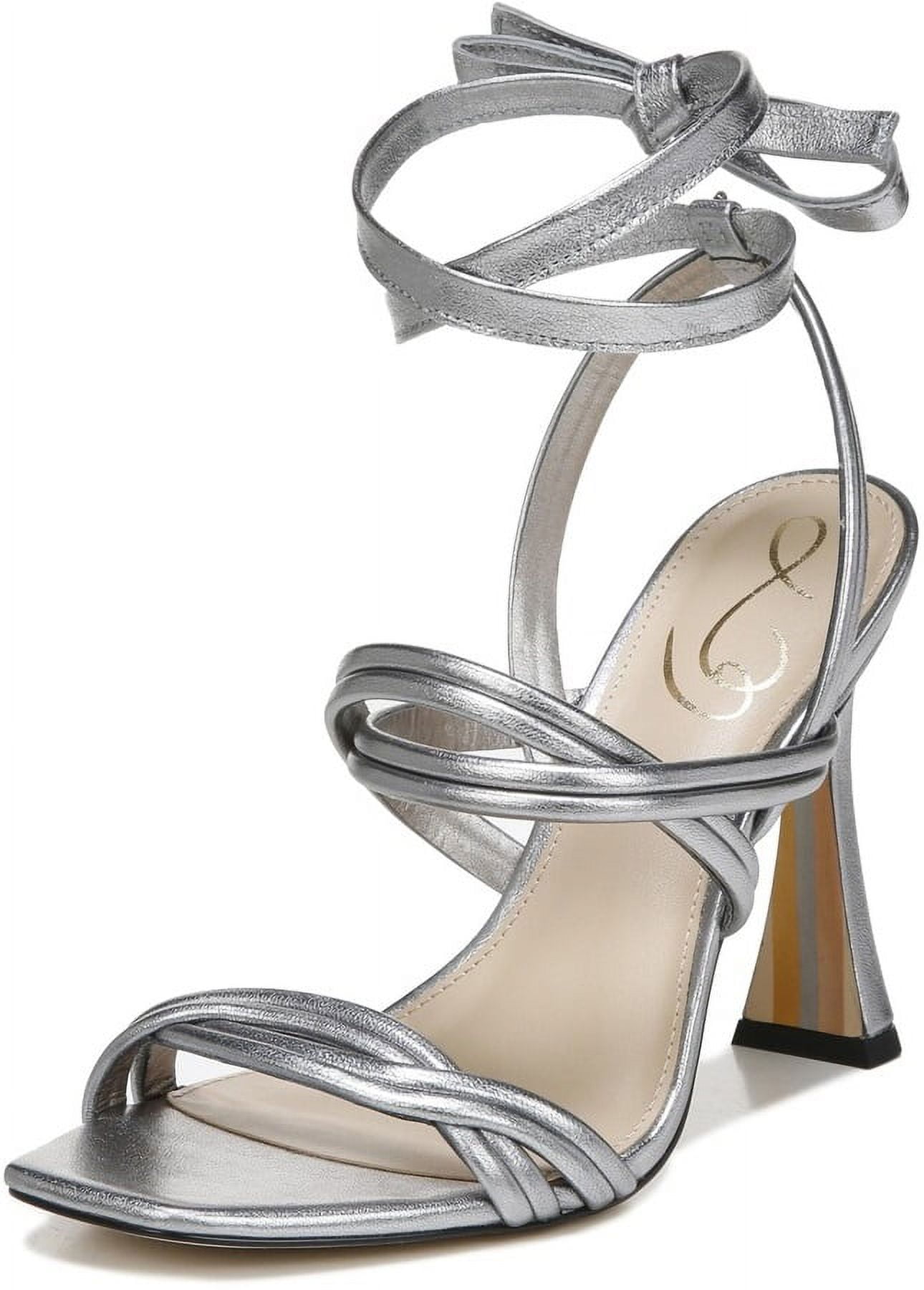 Sam Edelman Lonnie Slate Metallic Spool Heel Squared Toe Tie Up Heeled ...