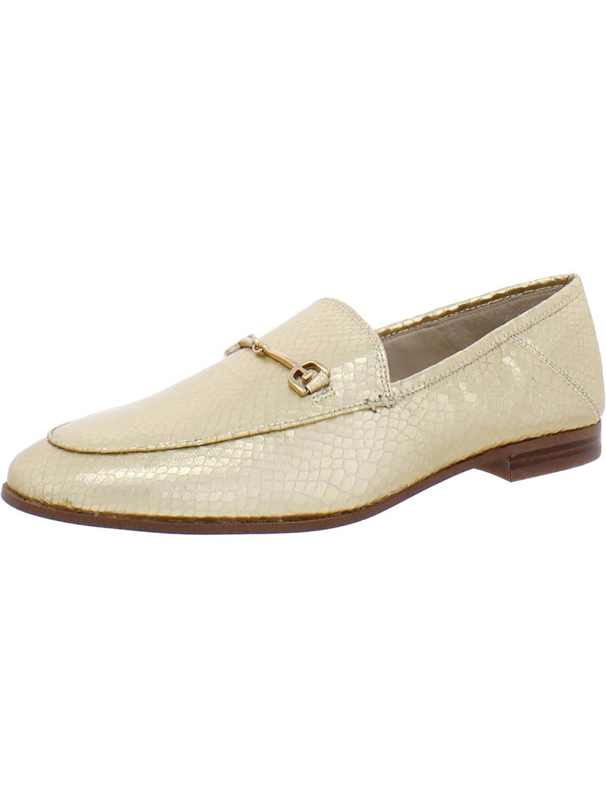 Sam Edelman Loraine Gold Boa Metallic Almond Toe Slip On Stacked Heel ...