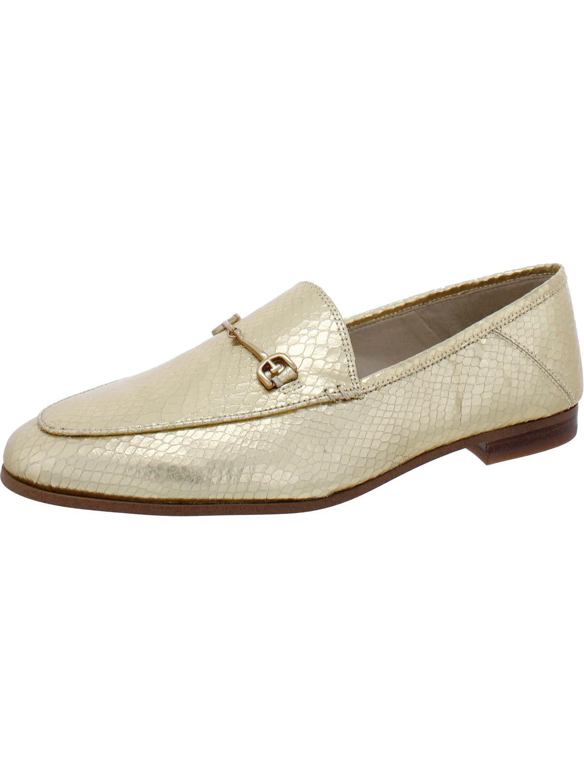 Sam Edelman Loraine Gold Boa Metallic Almond Toe Slip On Stacked Heel ...