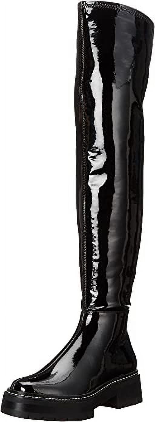 Sam Edelman Lydia Black Chunky Lug Sole Rounded Toe Over The Knee ...