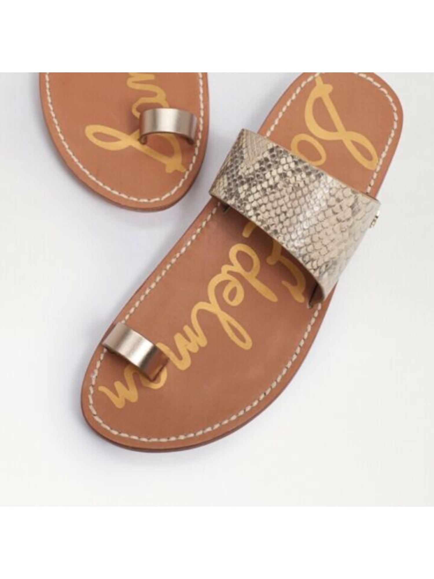Sam Edelman Maxy Wheat Multi Slip On Snake Embossed Toe Ring Chic ...