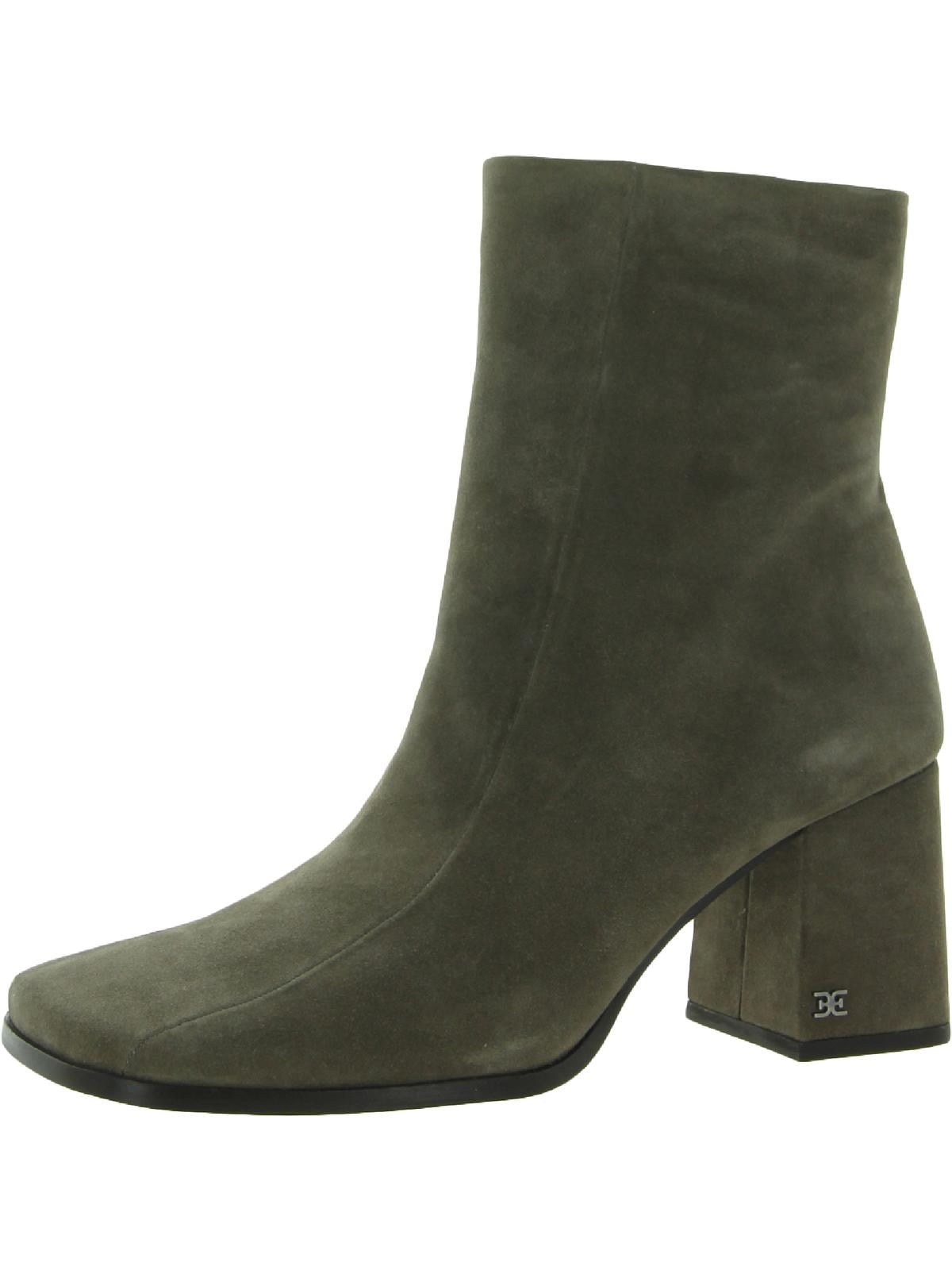 Sam Edelman Mayla Olive Block Heel Squared Toe Fashion Leather Ankle ...