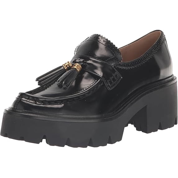 Sam Edelman Meela Black Leather Slip On Rounded Toe Chunky Heeled ...