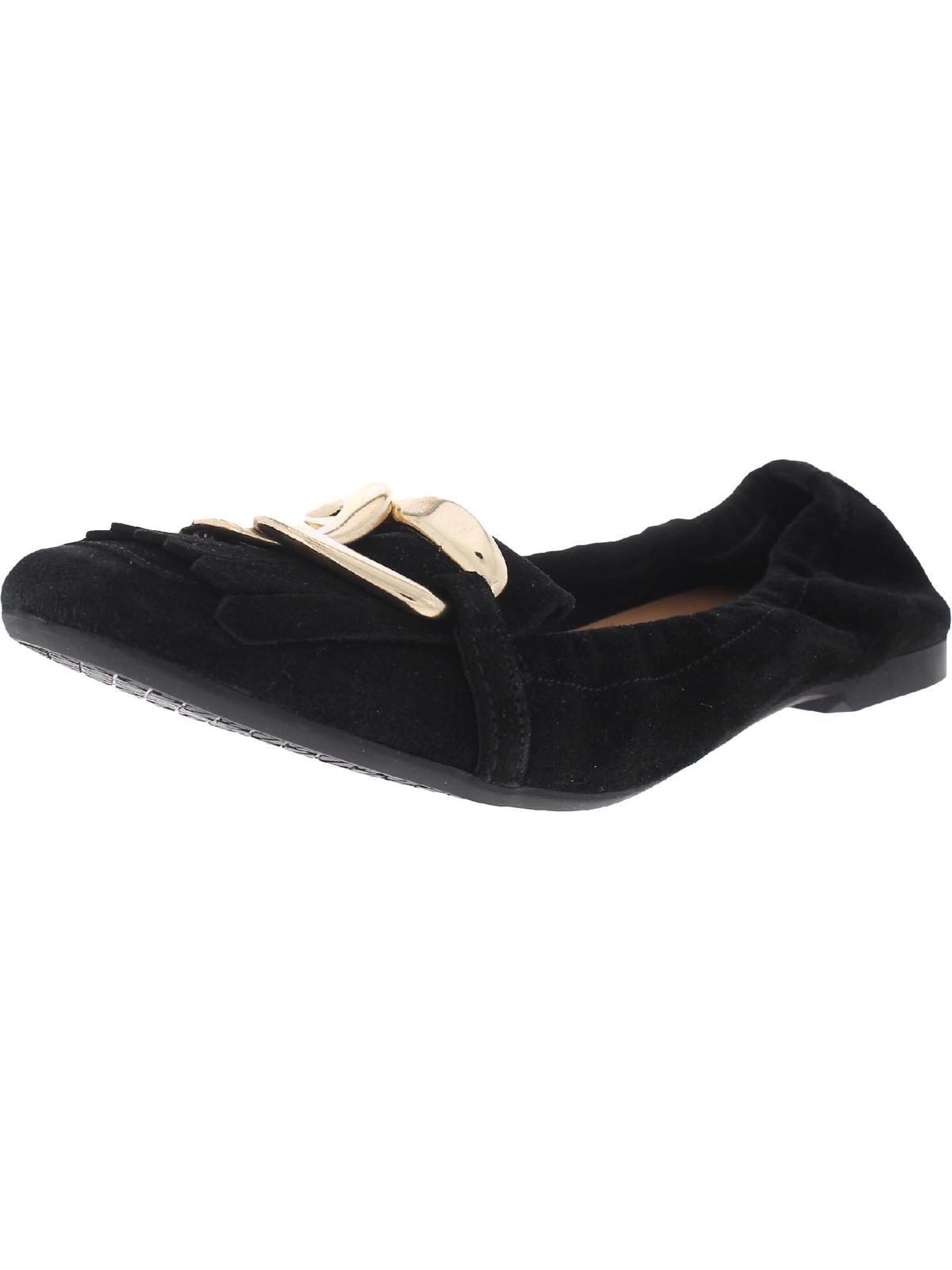 Sam Edelman Mimi Black Leather Slip On Squared Toe Golden Accent Ballet ...
