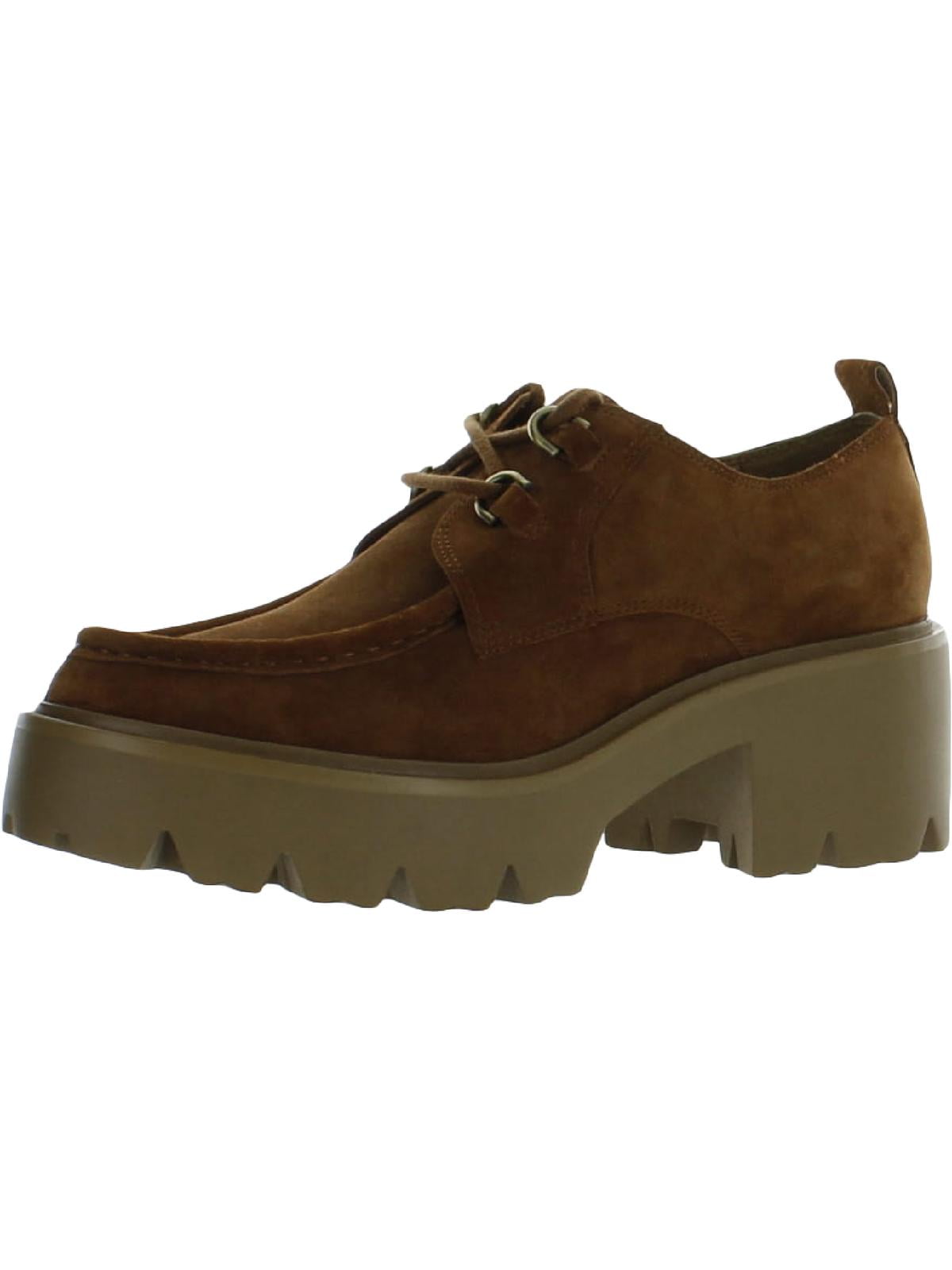 Sam Edelman Monna Frontier Brown Leather Chunky Heel Lace Up Almond Toe Loafers (Frontier Brown ...