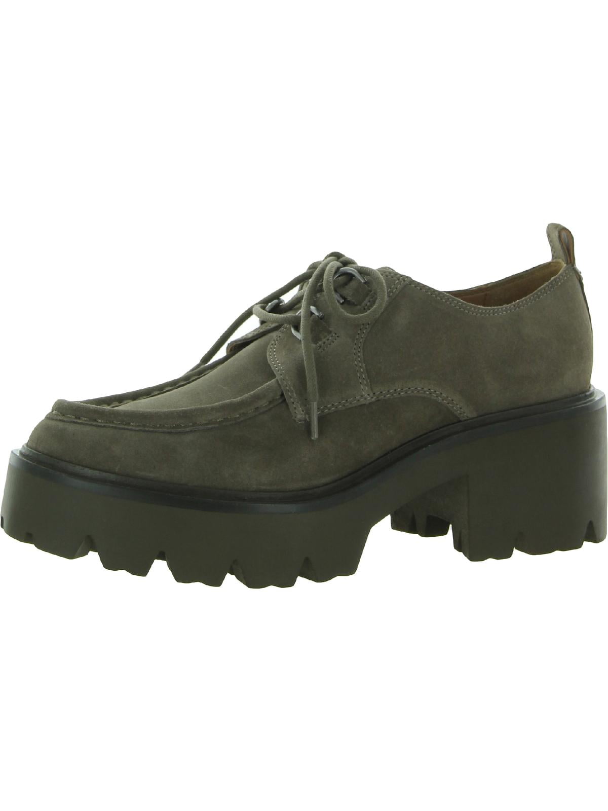 Sam Edelman Monna Olive Lace Up Almond Toe Block Heel Platform Loafers (Desert Olive, 9.5 ...