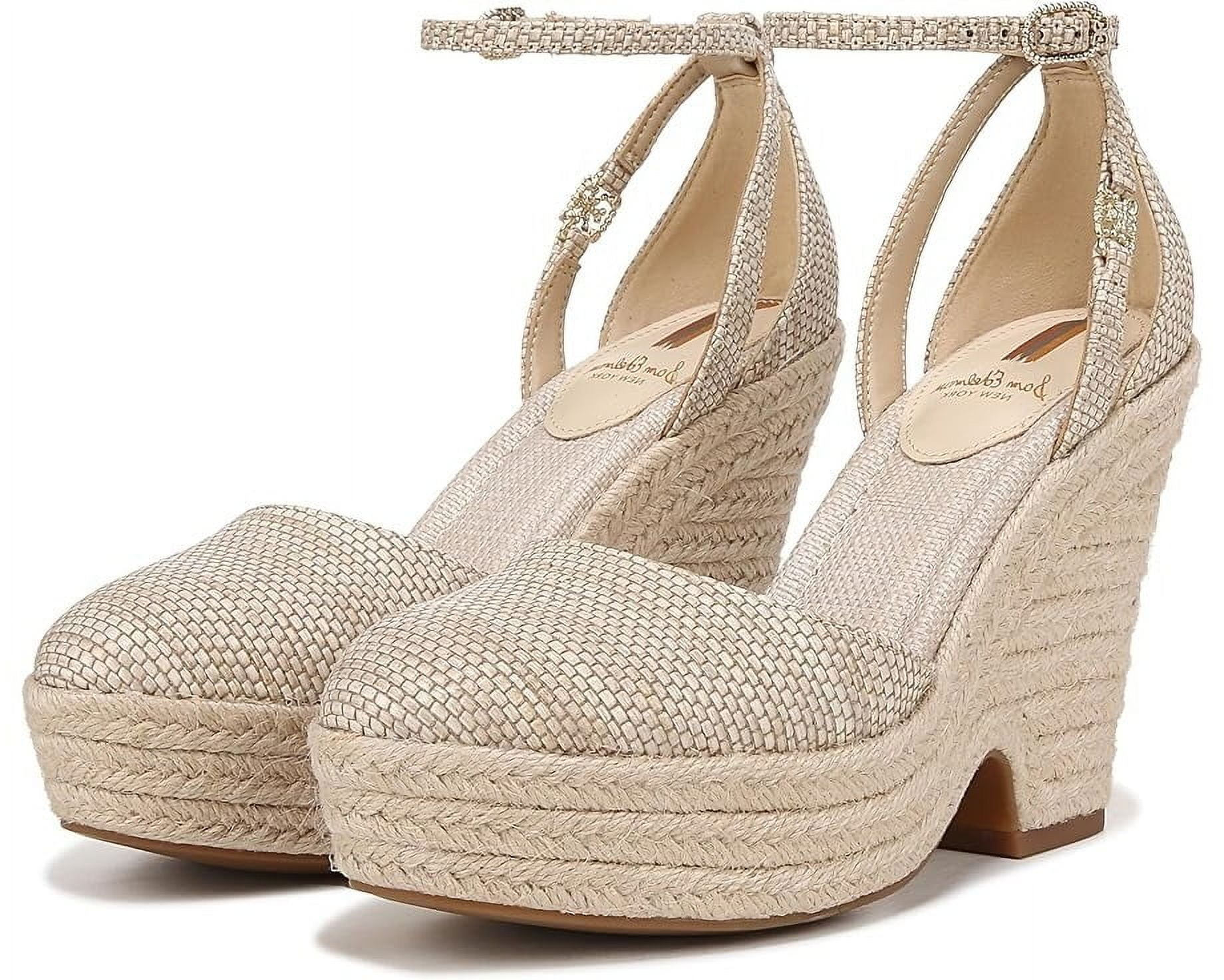 Sam Edelman Nati Light Natural Ankle Strap Pointed Toe Espadrille Wedge ...