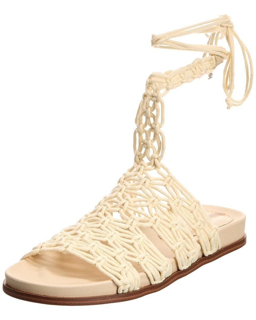 Sam Edelman Nicolette Natural Rounded Open Toe Tie Up Strappy Flats ...