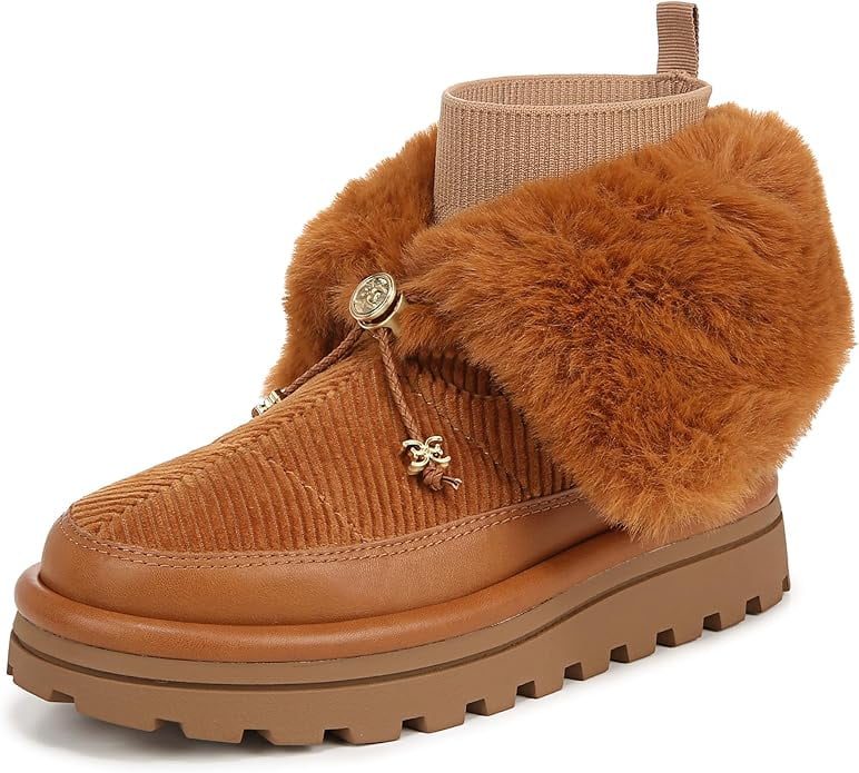 Sam Edelman Olin Harvest Brown Rounded Toe Fur Detailed Pull On Ankle ...