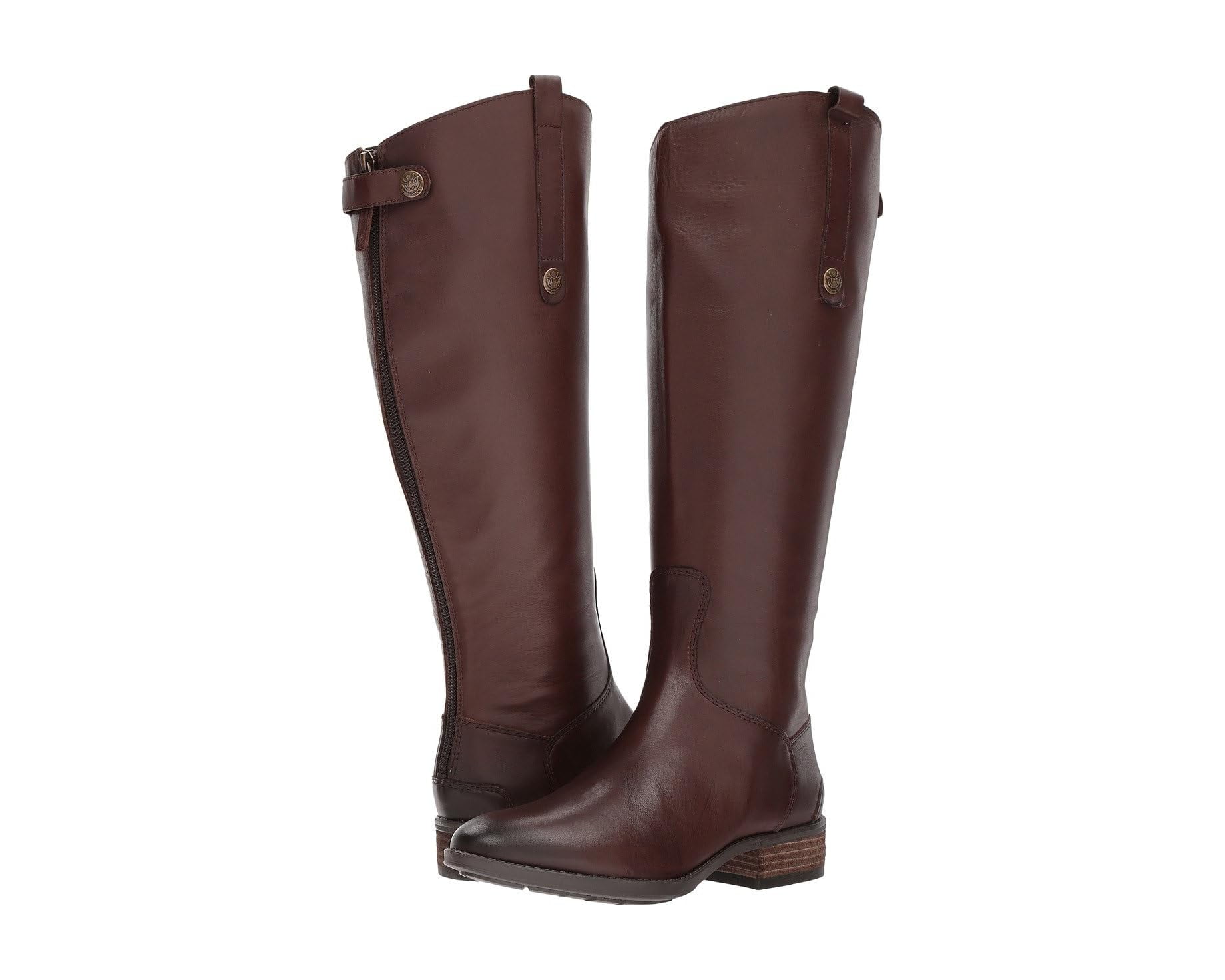 Sam Edelman Penny 2 DK Brown Block Heel Knee High Calf Leather Riding ...