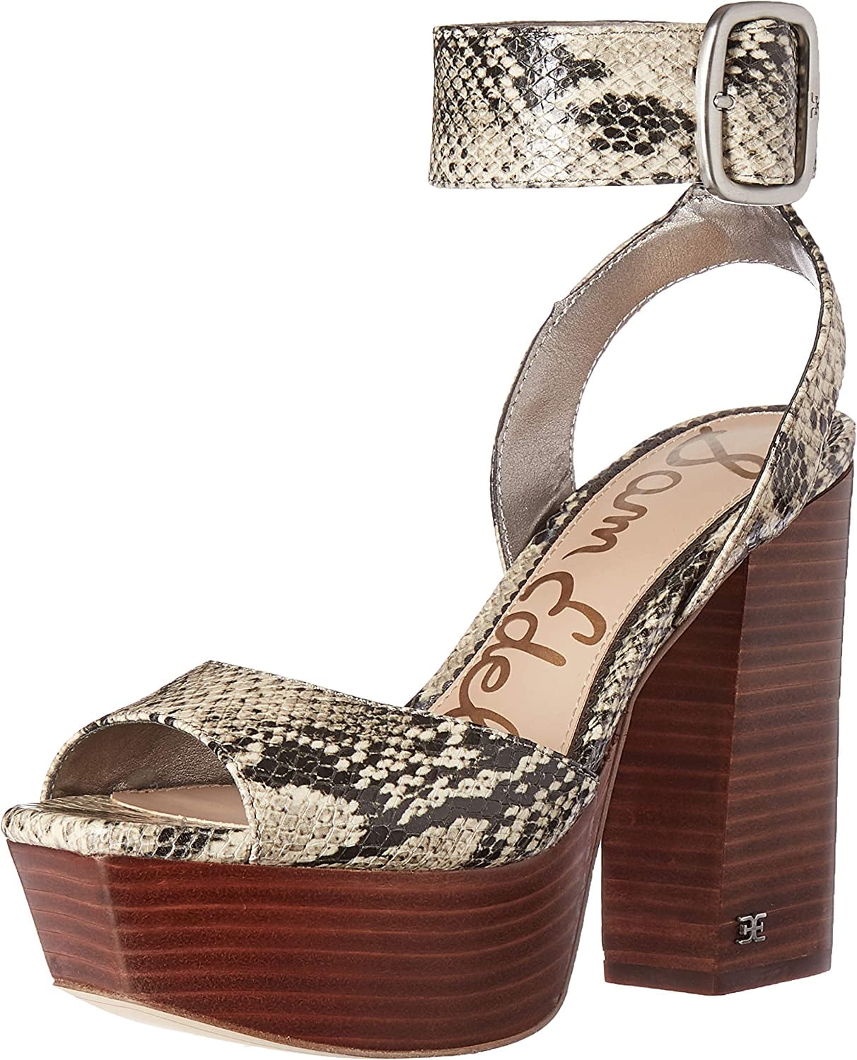 Sam Edelman Rain Black White Snake Fashion Platform Block Heeled Dress ...