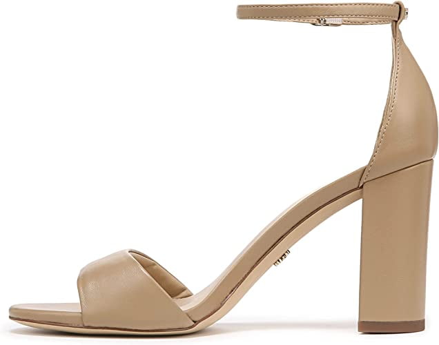 Sam Edelman Robyn Beige Buckled Ankle Strap Open Toe High Block Heel ...