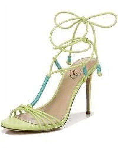 Sam Edelman Safiya Kiwi Blue Open Toe Tie Up Ankle Tie Stiletto Heeled ...