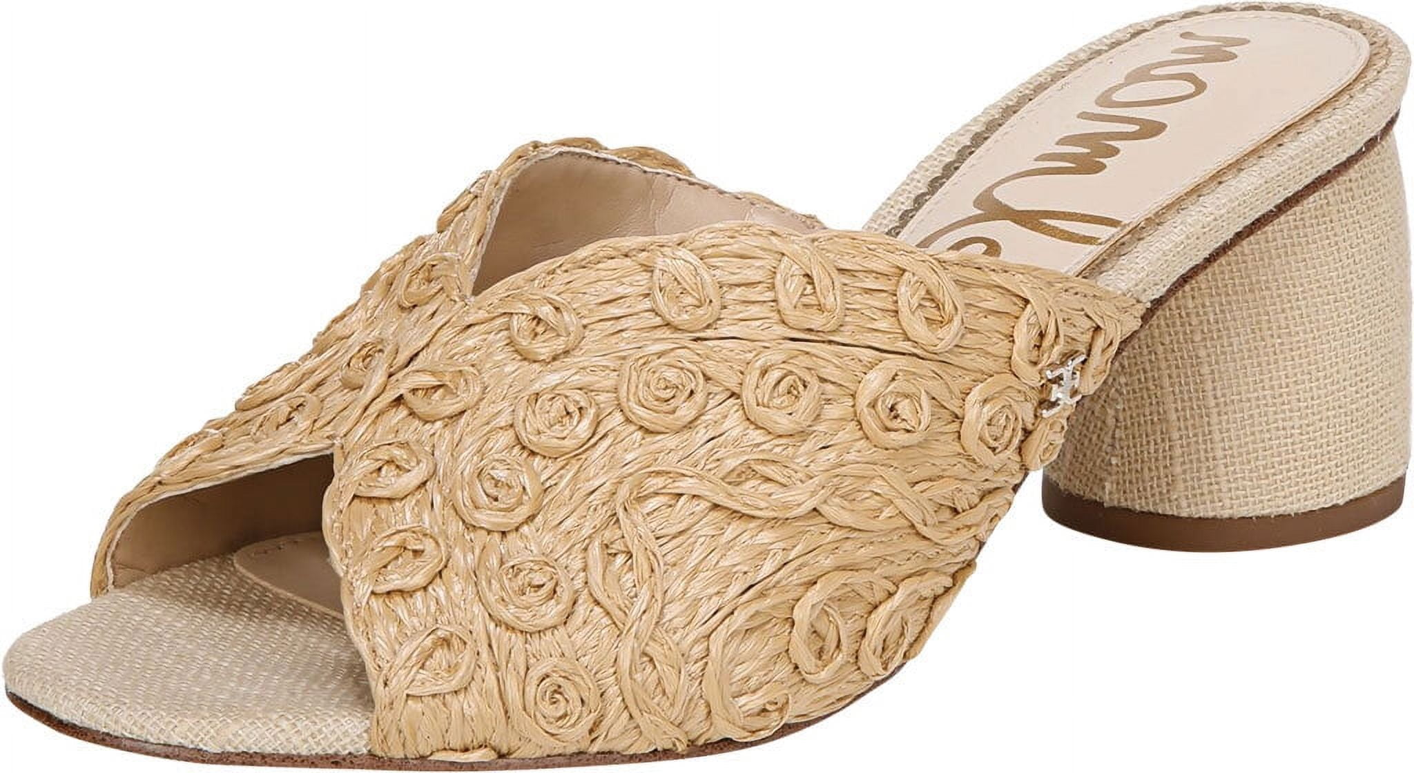 Sam Edelman Sareen Natural Nude Woven Raffia Open-Toe Block Heeled Mule ...
