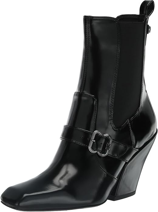 Sam Edelman Suzette Black Leather Buckle Detailed Squared Toe Ankle ...