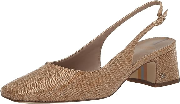 Sam Edelman Terra Buff Tan Slingback Strap Squared Toe Block Heeled ...