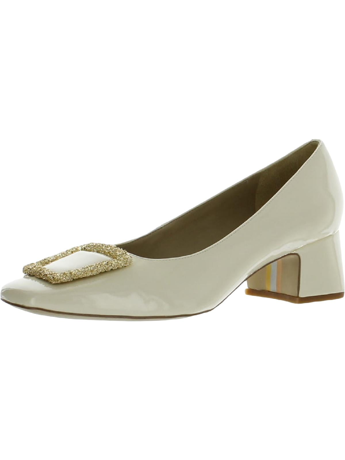 Sam Edelman Thalia Modern Ivory Block Heel Square Toe Buckle Accent ...