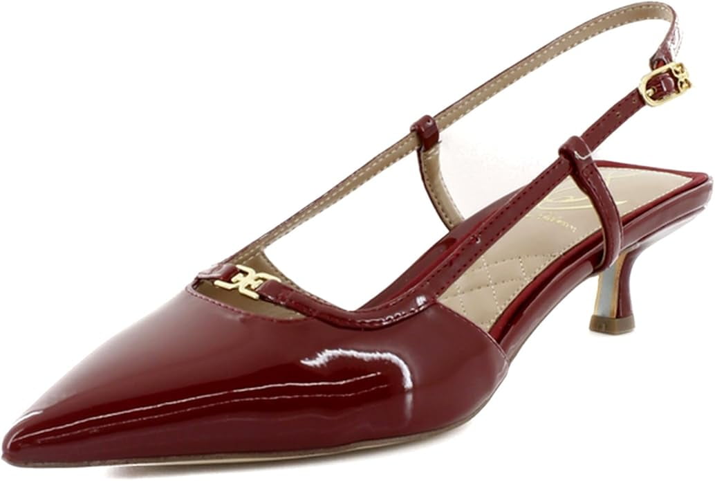 Sam Edelman Toni Deep Scarlet Slingback Pointed Toe Kitten Heeled ...