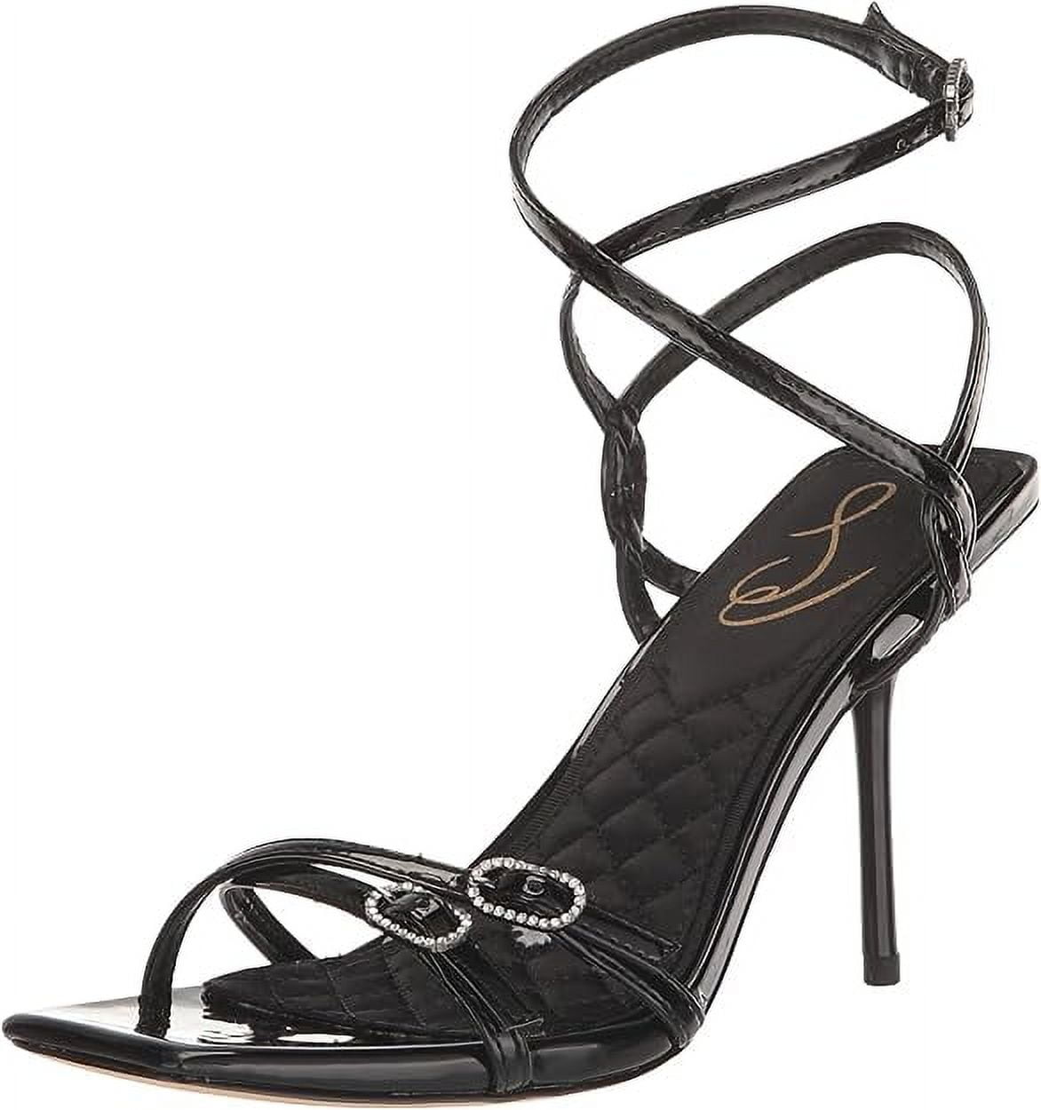 Sam Edelman Trevin Black Patent Open Toe Ankle Strap Stiletto Heeled ...