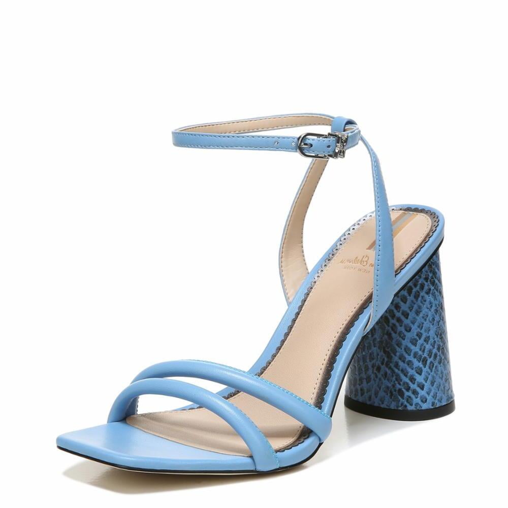 Sam Edelman True Blue Squared Open Toe Ankle Strap Block Heeled Sandal ...