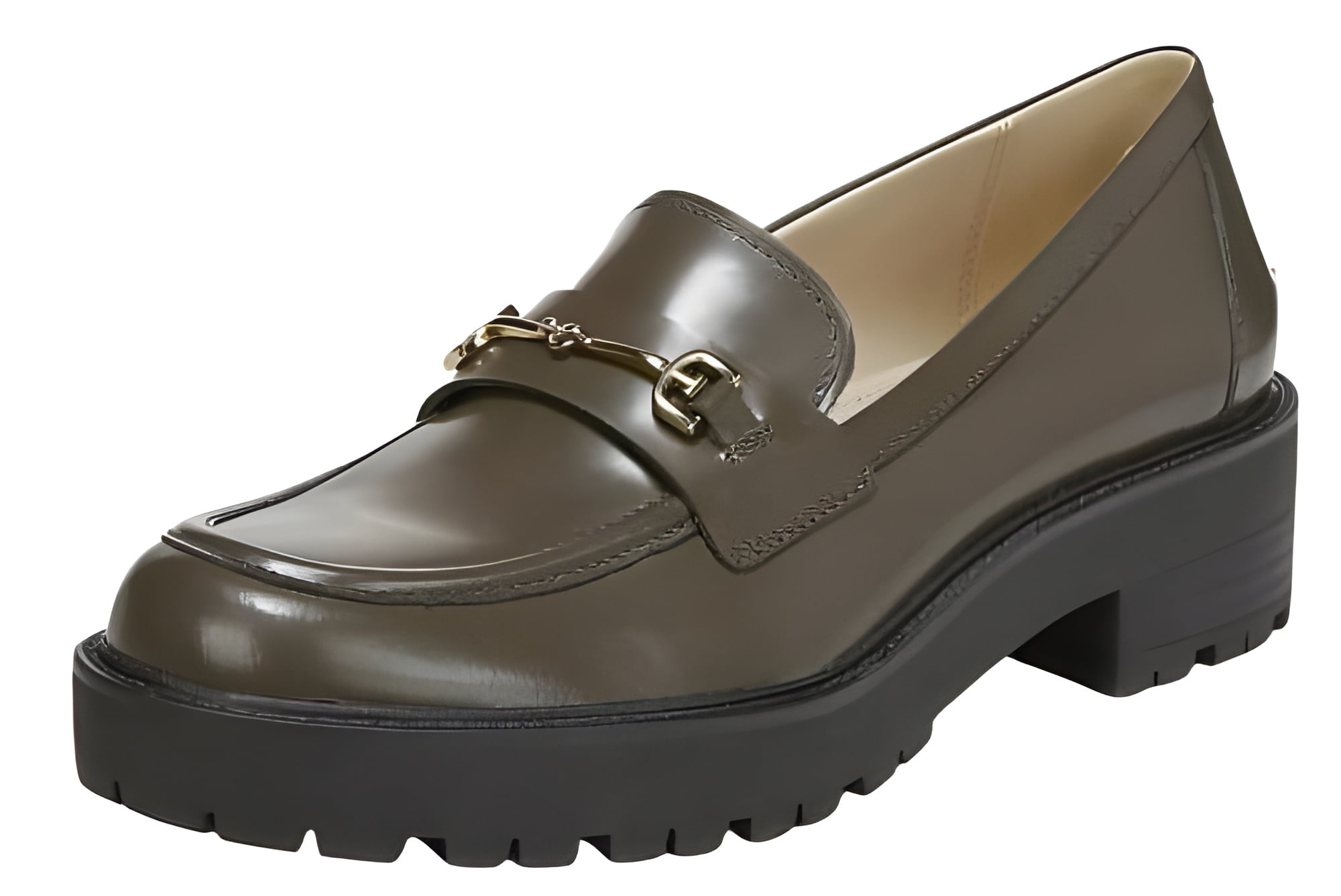 Sam Edelman Tully Alpine Green Shiny Slip On Chunky Lug Sole Almond Toe ...