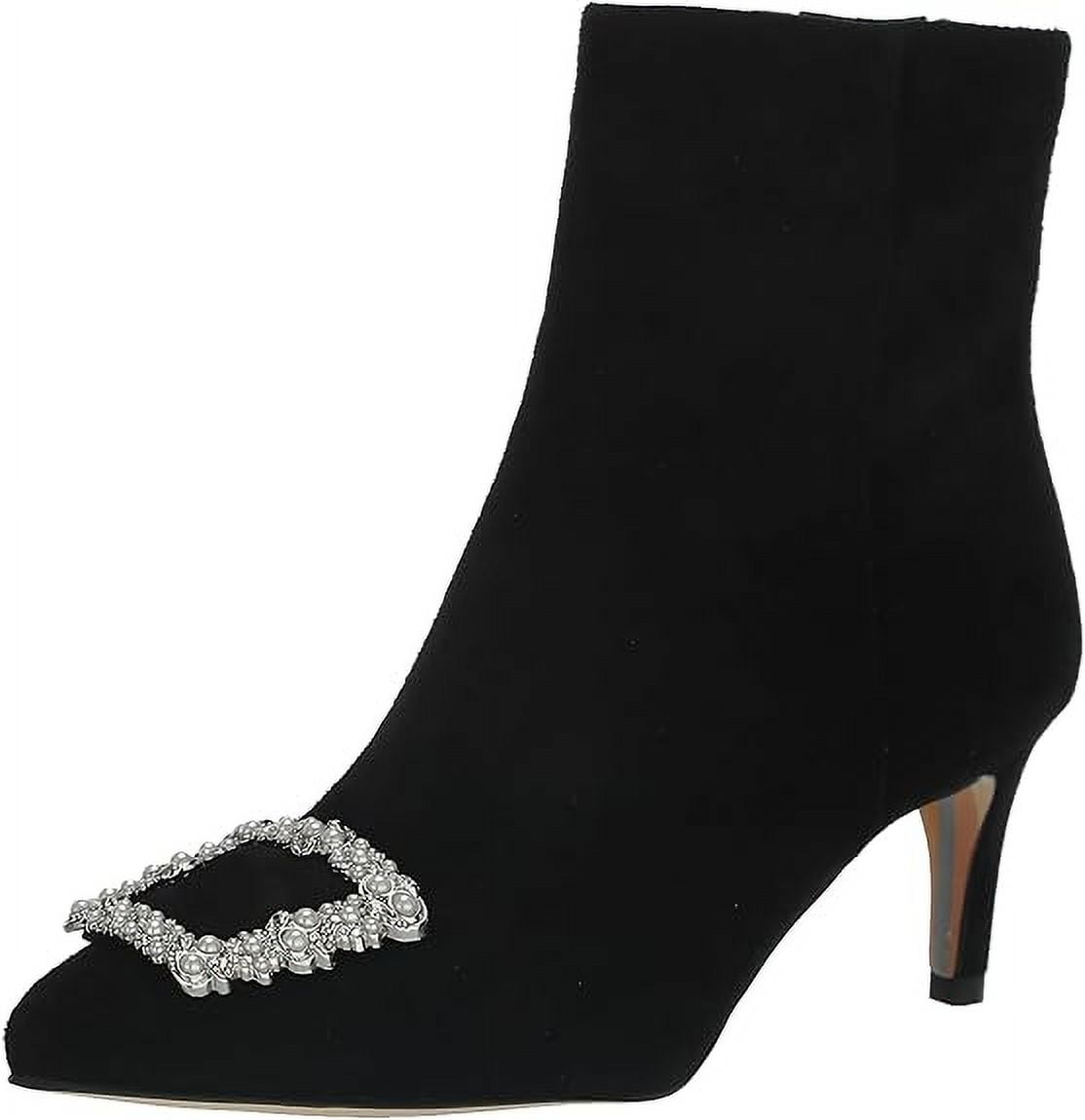 Sam Edelman Ulissa Black Suede Pointed Toe Zip Kitten Heel Ankle ...