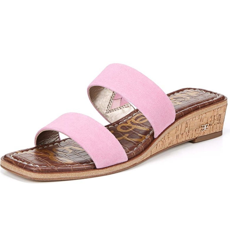 Sam Edelman Vena Pink Orchid Comfort Mid Heel Double-Strap Wedge Heeled ...