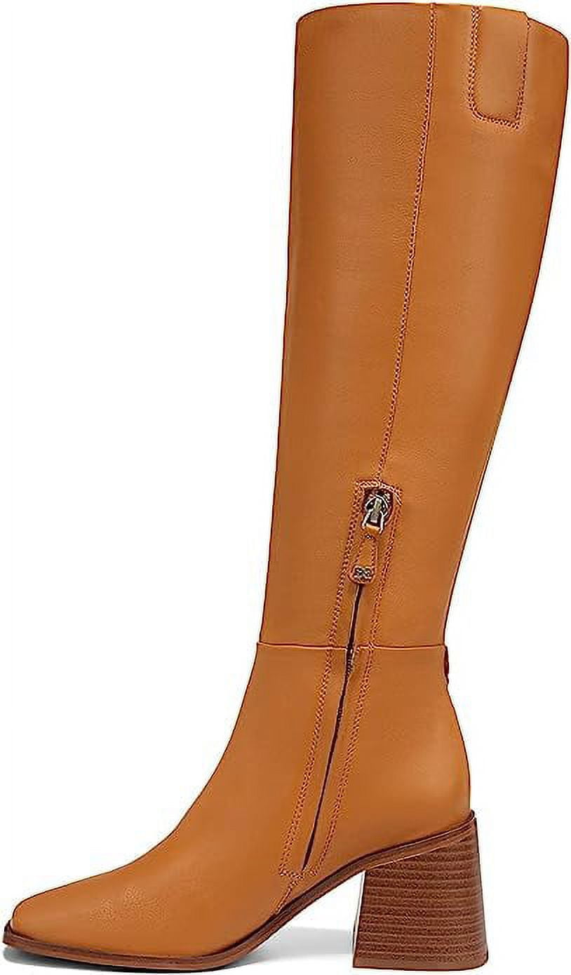 Sam Edelman Wade Caramel Stacked Block Heel Pointed Toe Knee High ...
