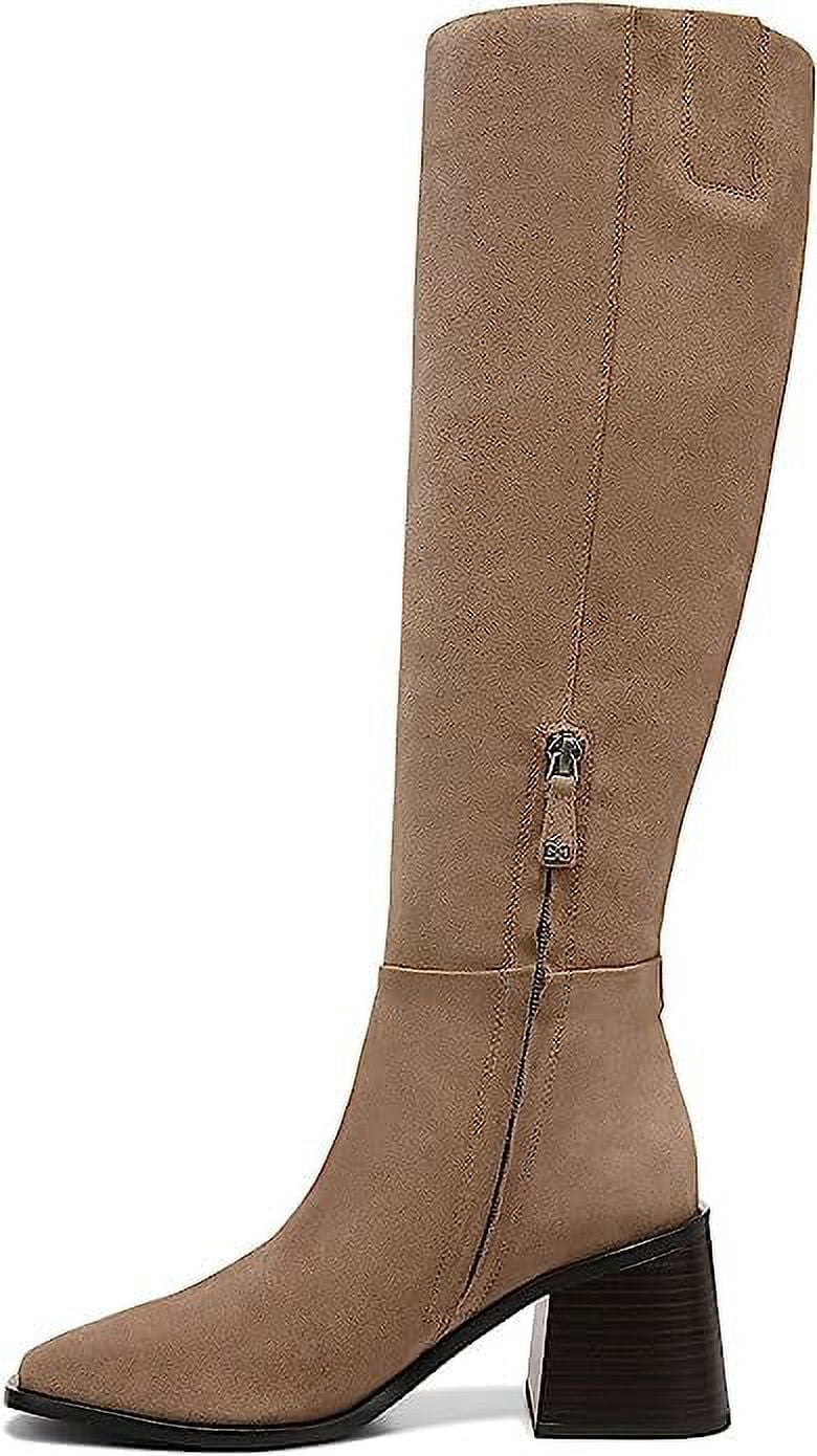 Sam Edelman Wade Warm Sand Stacked Block Heel Pointy Toe Knee High ...