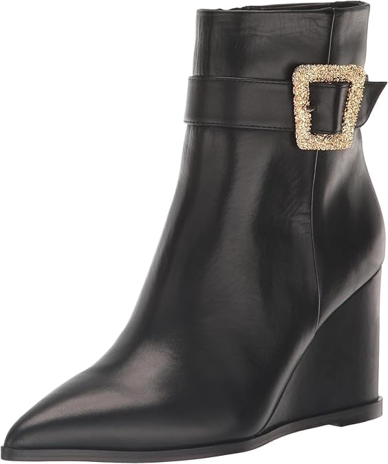 Sam Edelman Weslie Black Leather Wedge Heeled Pointed Toe Buckle ...