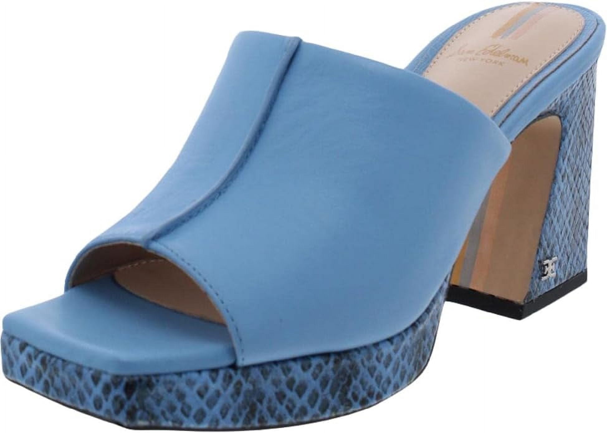Sam Edelman Wilton True Blue Block Heeled Slip On Squared Open Toe ...
