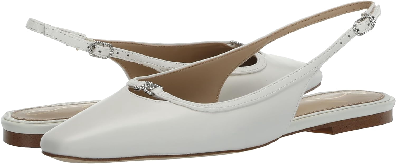 Sam Edelman Women's Cleo Slingback Flat Bright White 9M - Walmart.com
