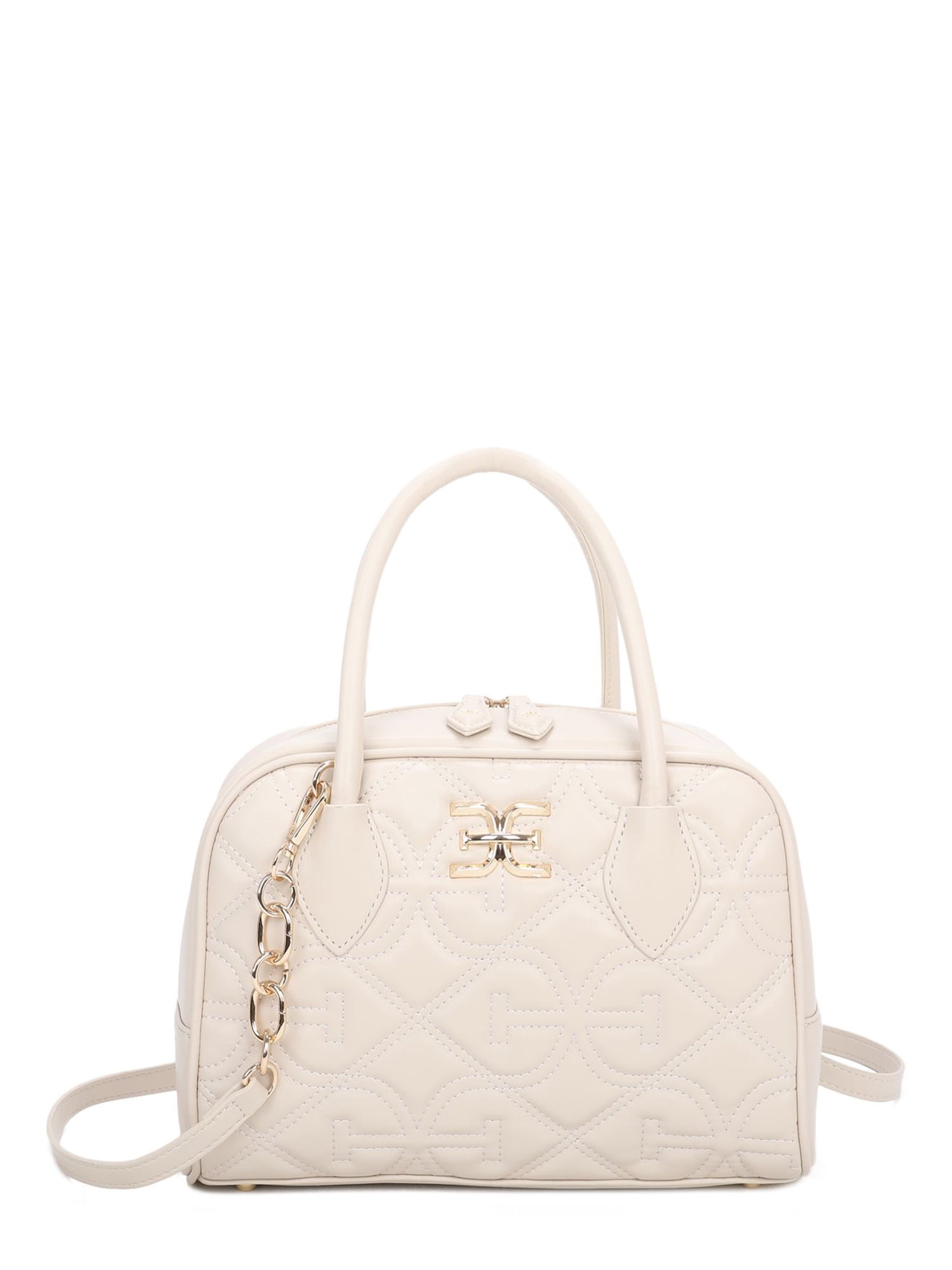 Sam Edelman Women's Elisa Monogram Quilt Satchel Crossbody Ivory ...