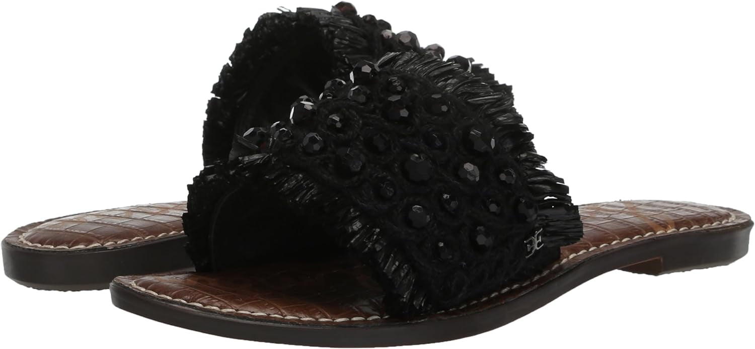 Sam Edelman Women's Gladys Flat Sandal Black Raffia 5M - Walmart.com