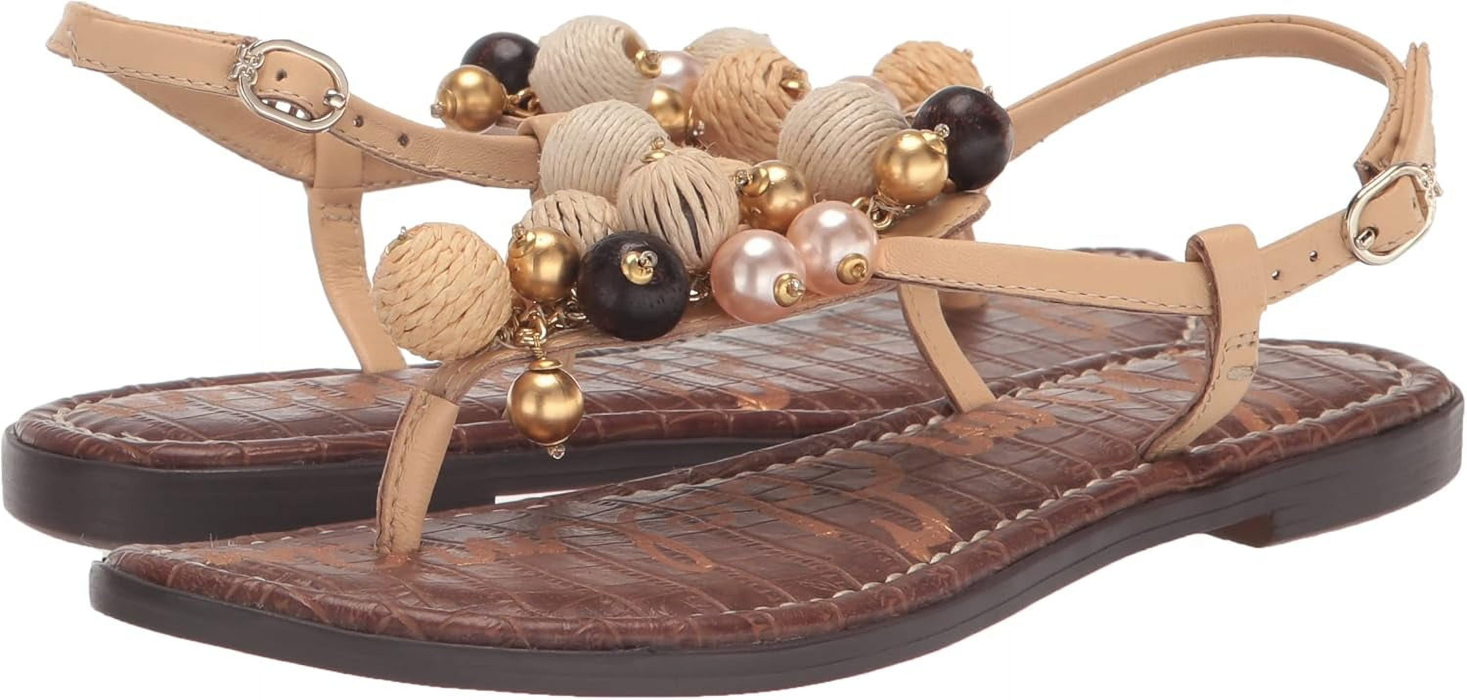 Sam Edelman Women's Gretta Beaded T-Strap Slingback Flat Sandals ...