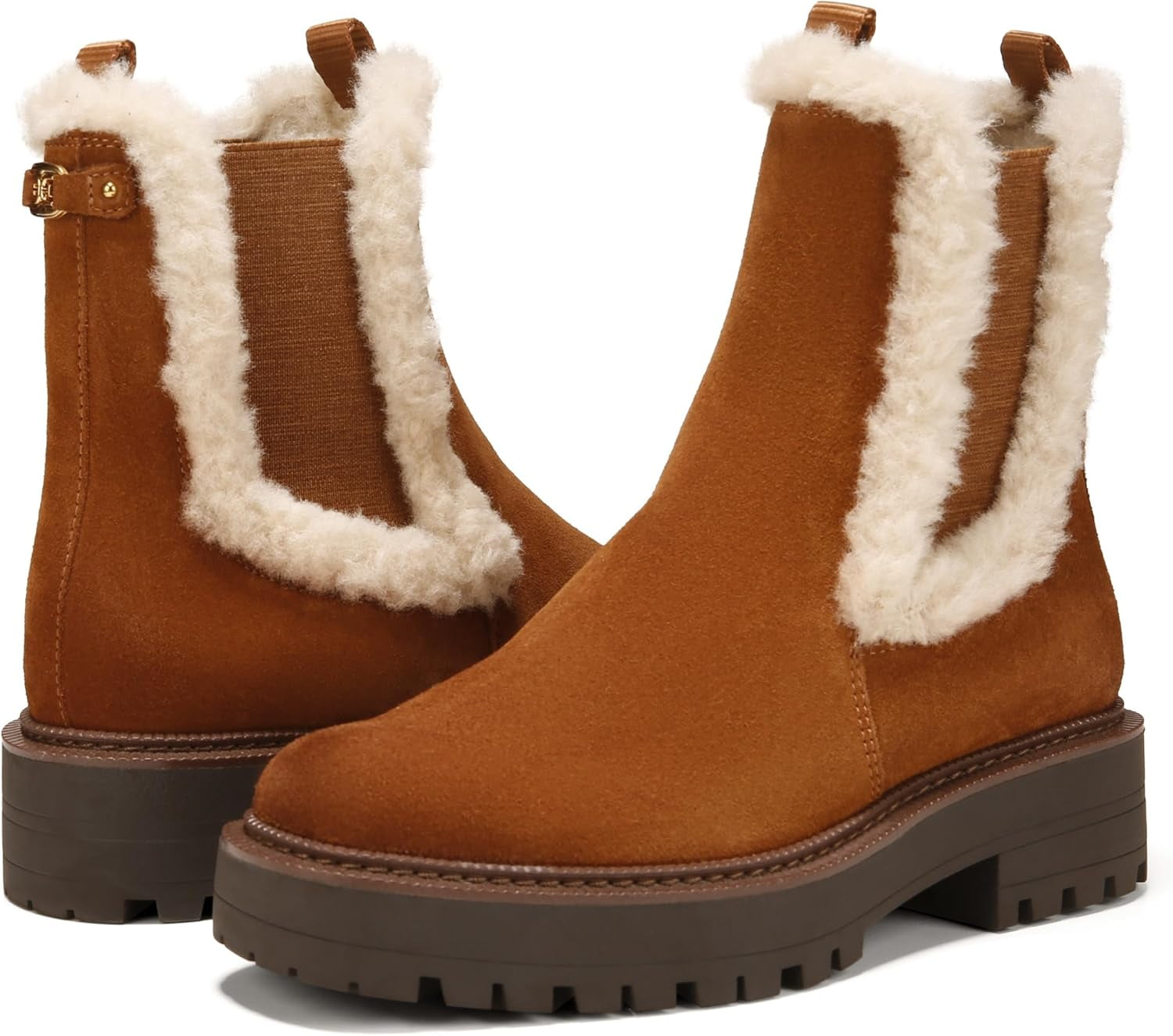Sam Edelman Women's Laguna Chelsea Frontier Brown Shearling Ankle Boot ...