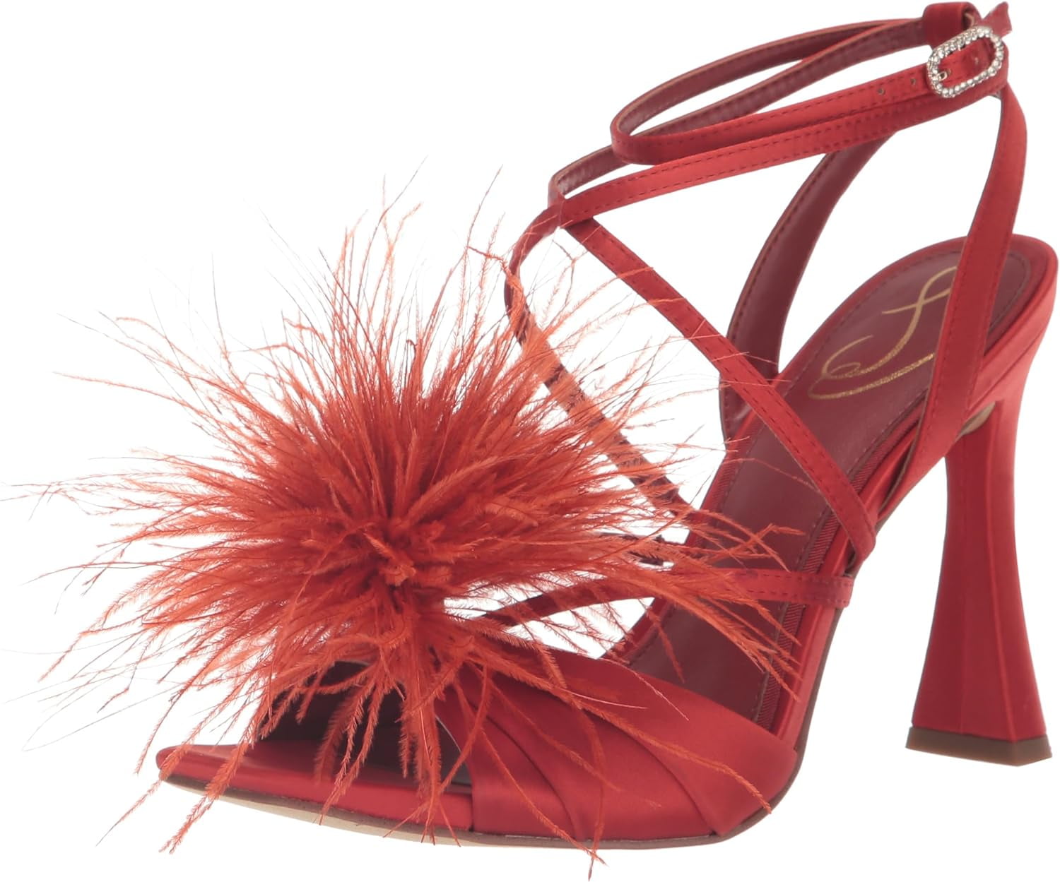 Sam Edelman Women's Layton Feather Strappy Heel Red Mahogany 5M ...