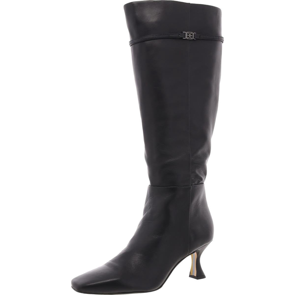 Sam Edelman Women's Lyla Knee High Boot Black Leather Wide Calf 8M ...