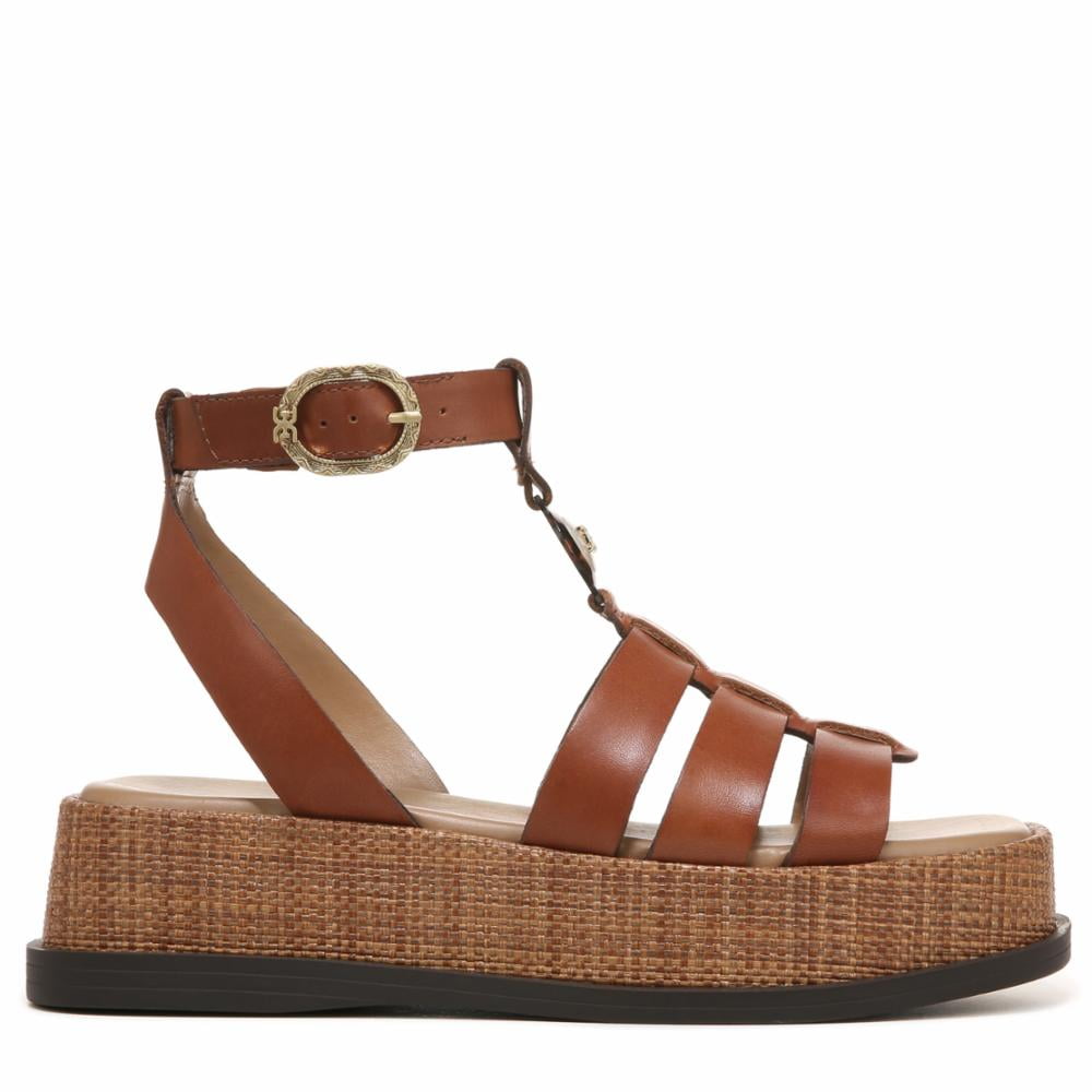 Sam Edelman Women's Naima Sandals Cognac Leather 8M - Walmart.com