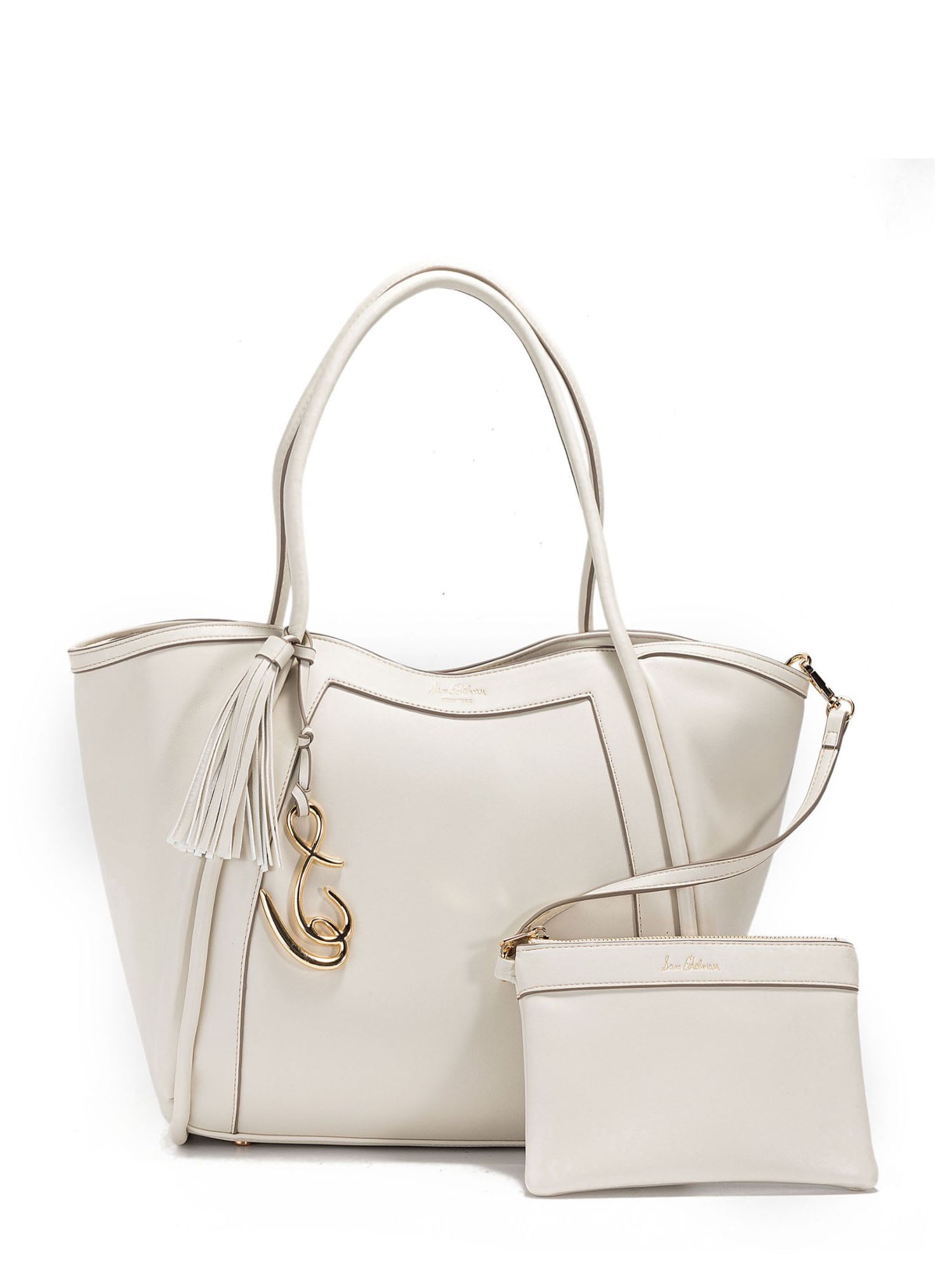 Sam Edelman Women's Neli Tote With Pouch Ivory - Walmart.com