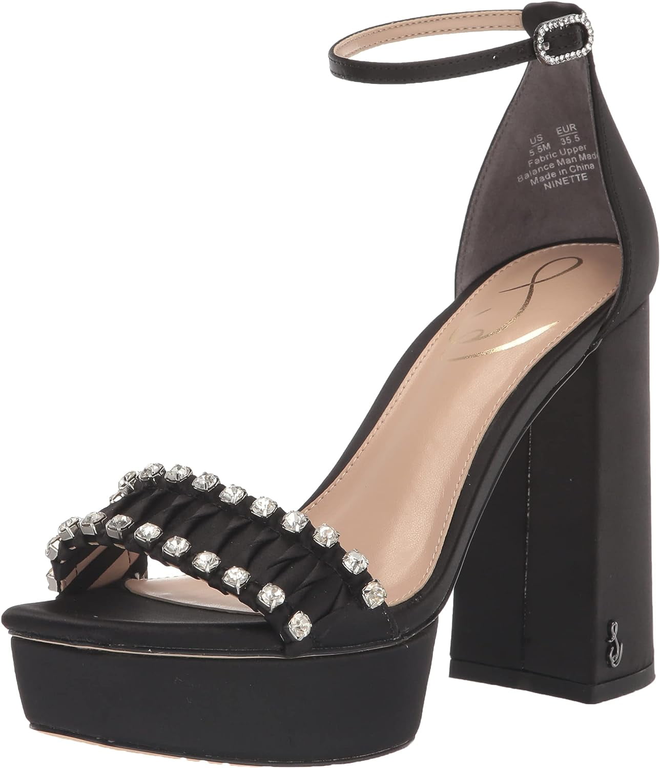 Sam Edelman Women's Ninette Platform Heels Black Satin 5.5M - Walmart.com