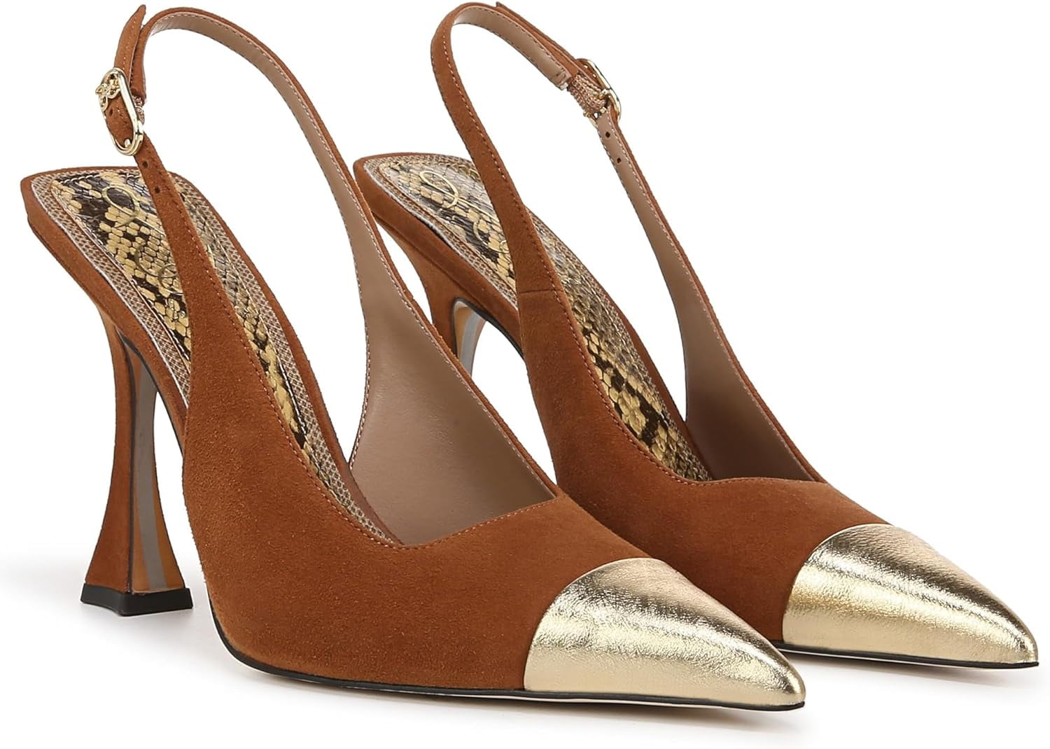 Sam Edelman Women's Odette Slingback Pump Frontier Brown/Amber Gold 9M ...